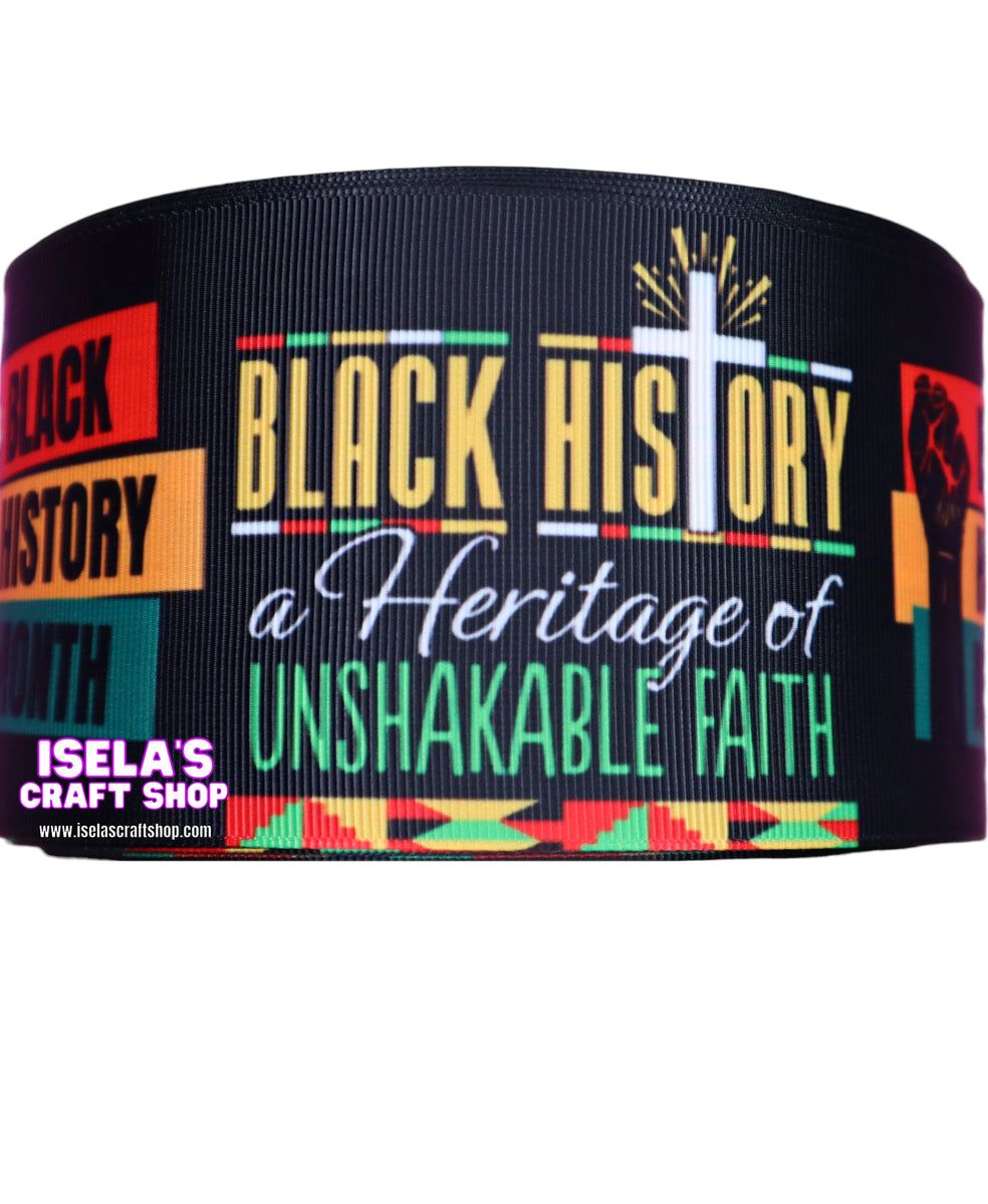 Black History Month Ribbon 3"Inch 75MM – Iselas Craft Shop
